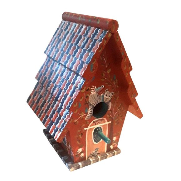 Unbranded | Accents | Hand Painted Birdhouse 98s Cat Bird Tree Kansas ...